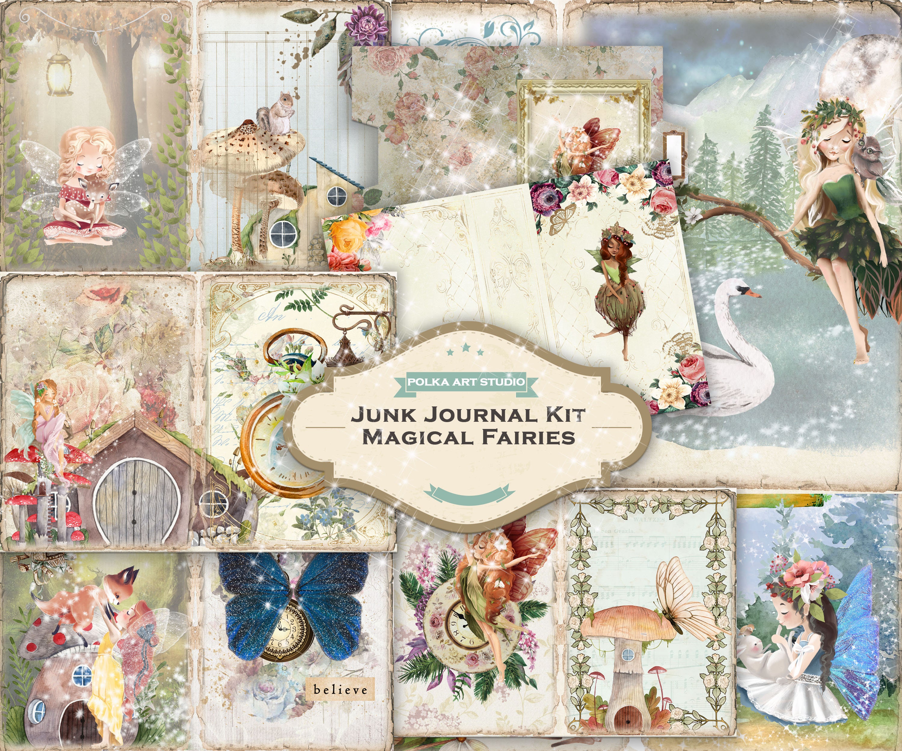Digital Download Printable Cute Fairy Characters Junk Journal Kit ...