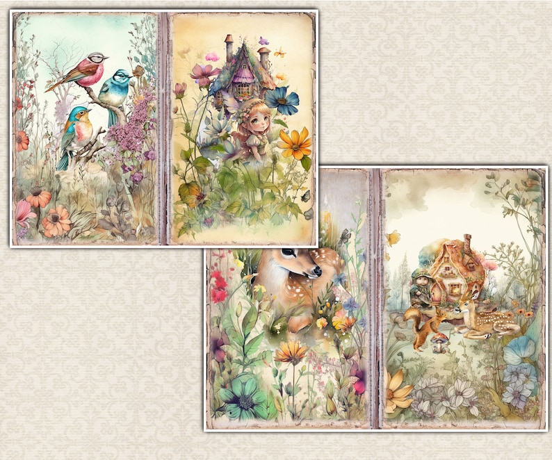 Fairy Tale Forest Junk Journal Digi Kit: Vintage Paper (digital ...