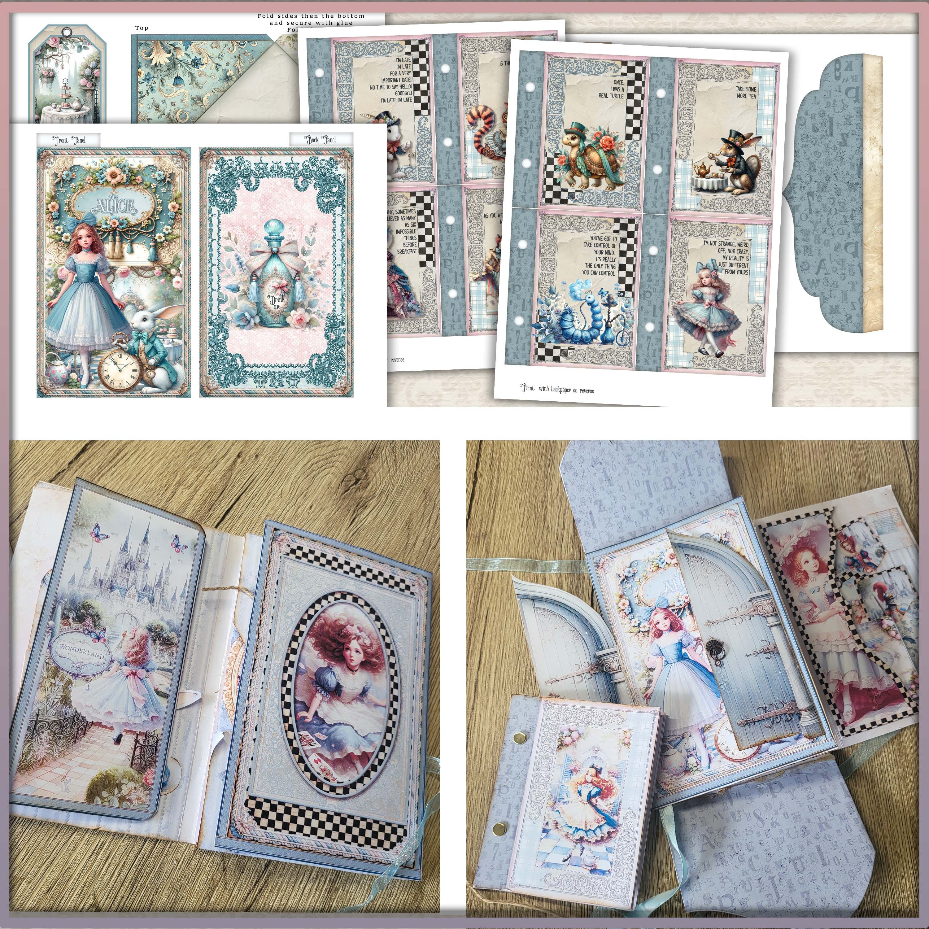 Alice in Wonderland Junk Journal: Folding Folio Booklet (digital ...