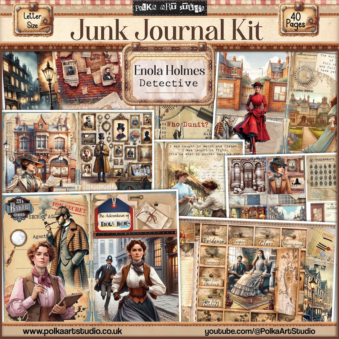 Enola Holmes Detective Junk Journal Kit: Printable Ephemera (digital ...