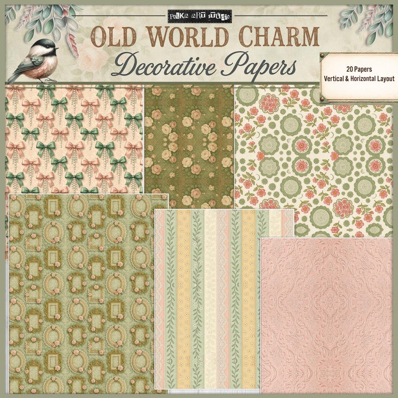 Digital Junk Journal Decorative Papers – Shabby Chic Vintage Digital ...