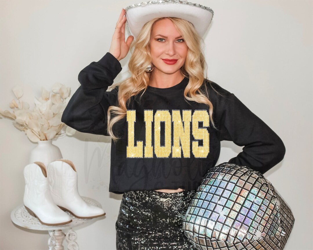 School Spirit Lions Yellow Gold Faux Rhinestone Bling Png - Etsy
