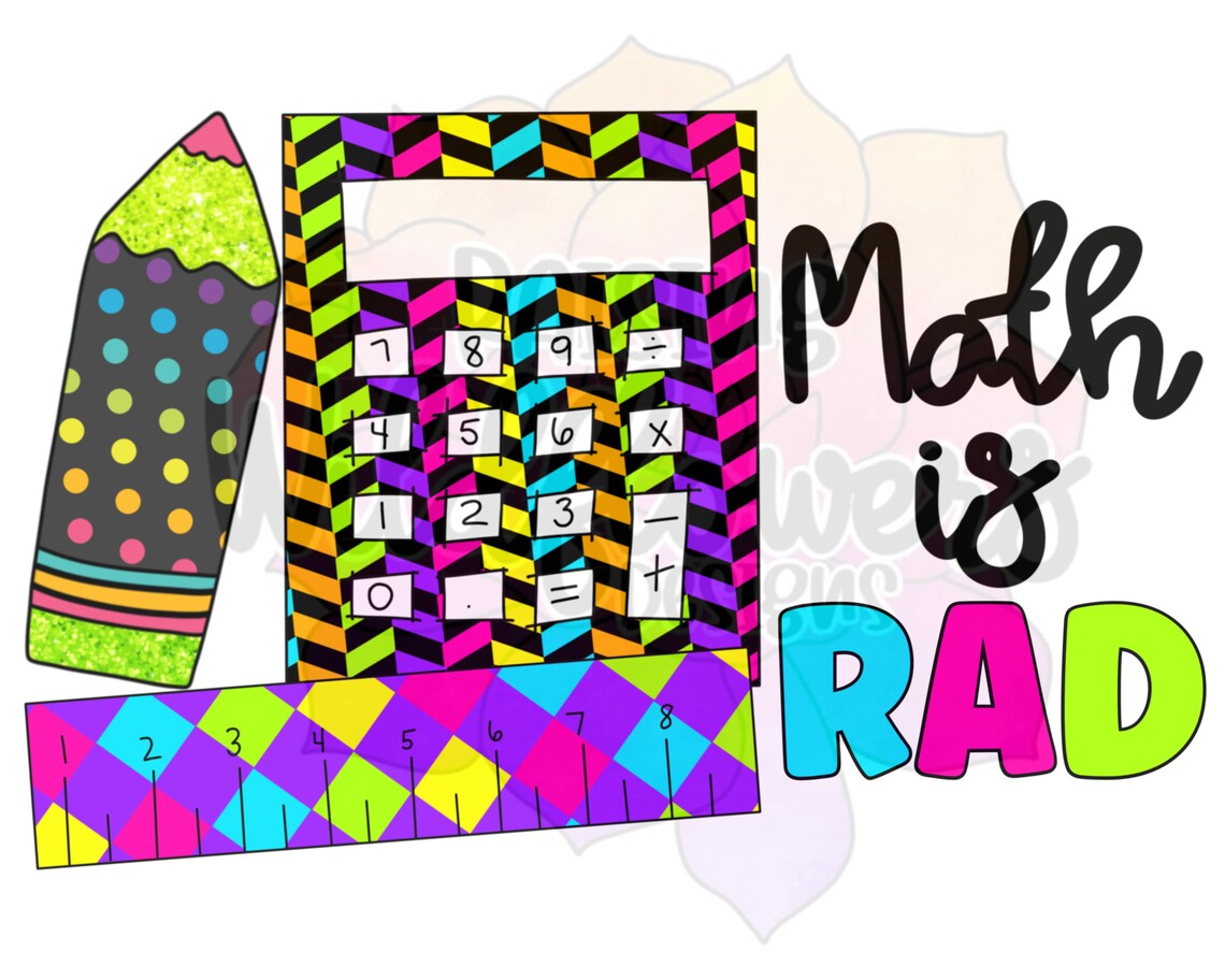 Math is rad teacher school 80s png | Etsy