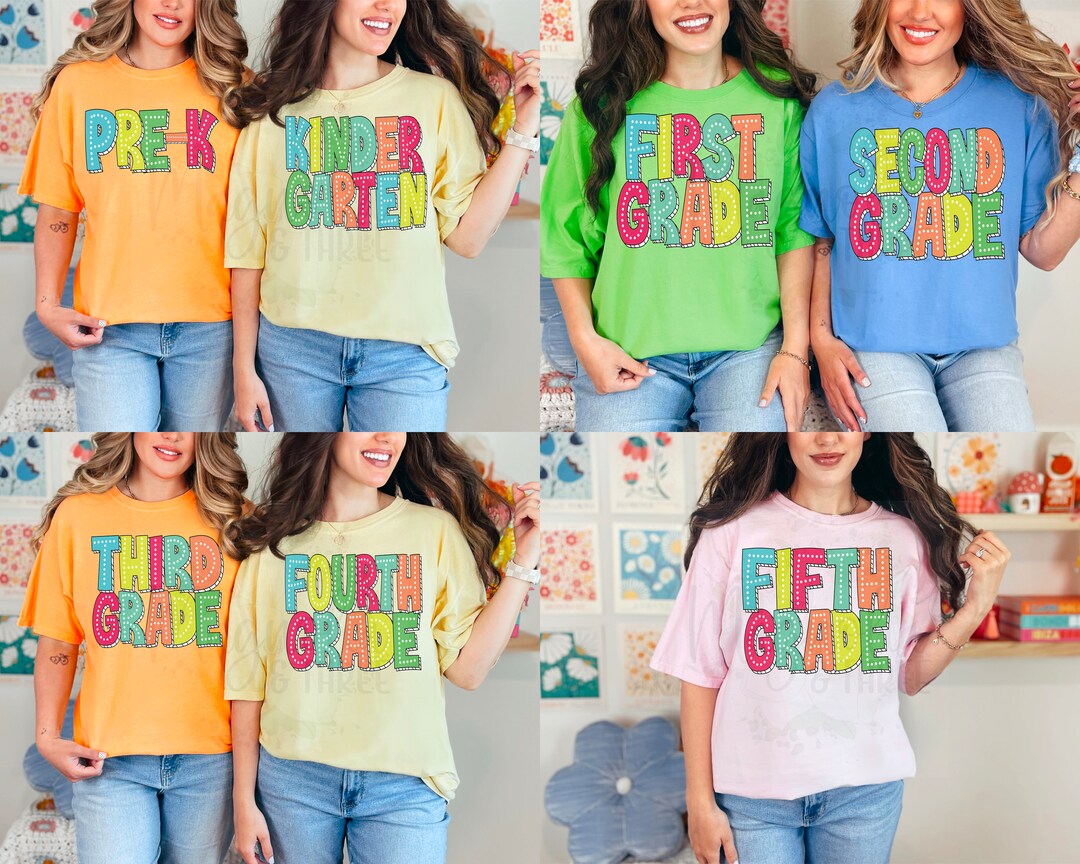 Pre-k Preschool Kindergarten First Second Third Fourth Fifth Grade Neon ...