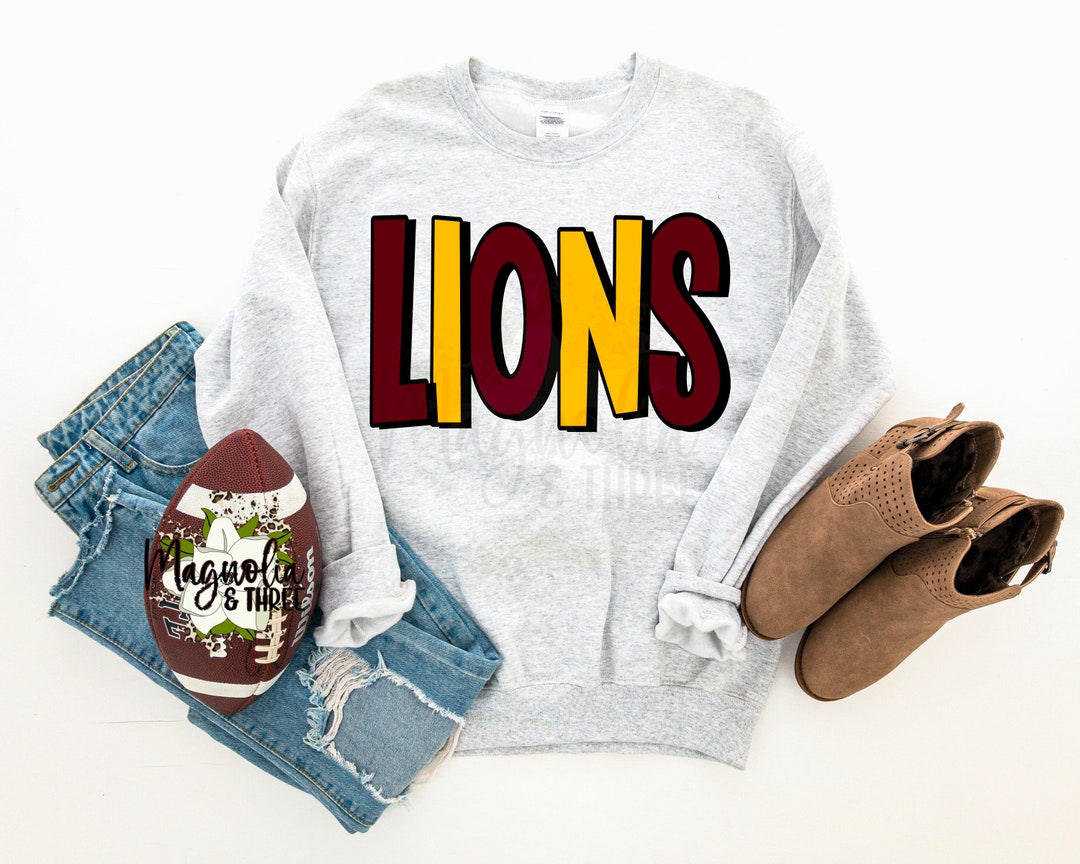 Lions Funky School Spirit Maroon and Yellow Gold Png - Etsy