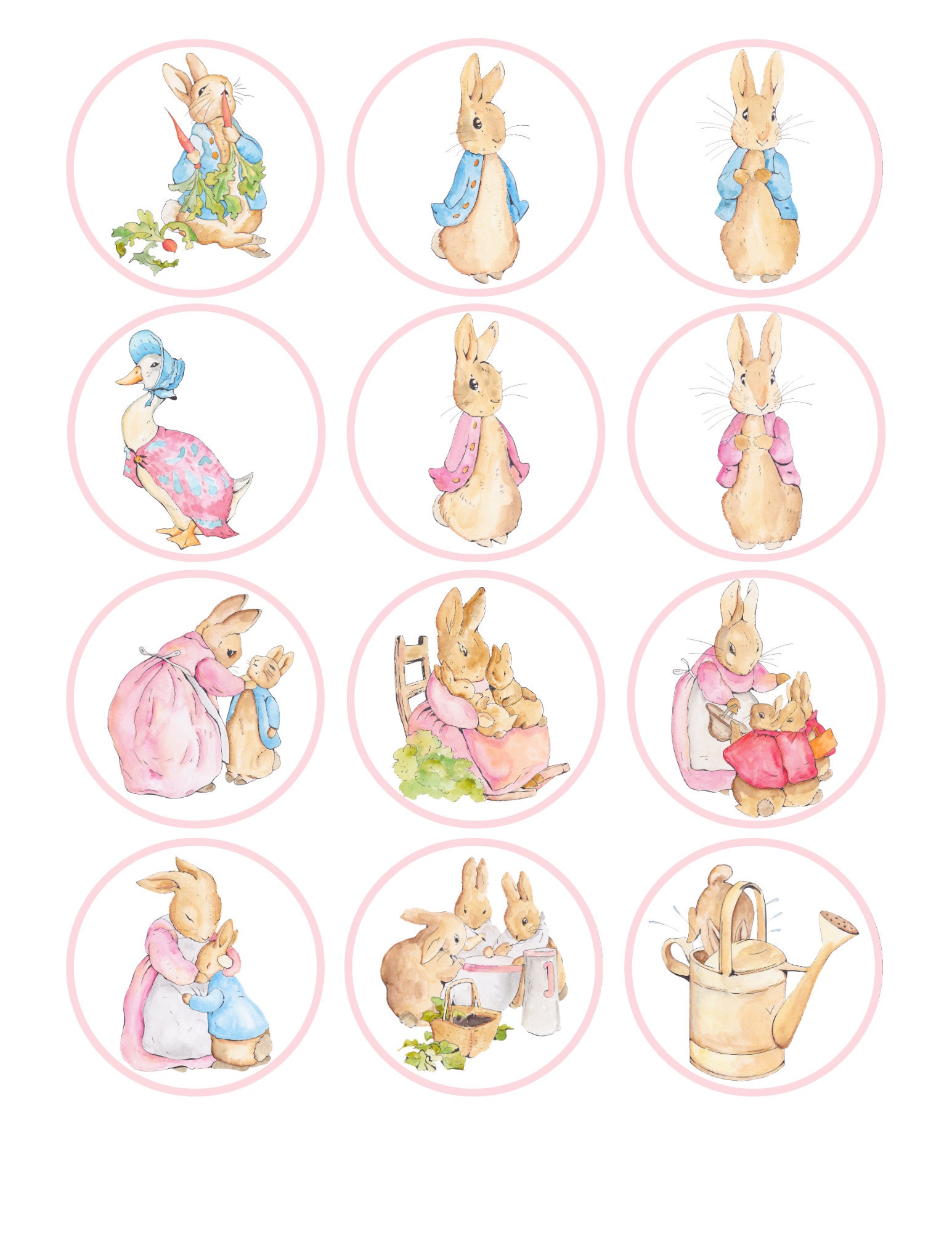 Instant Download Peter Rabbit Bunny Circle Cupcake Toppers or Stickers ...