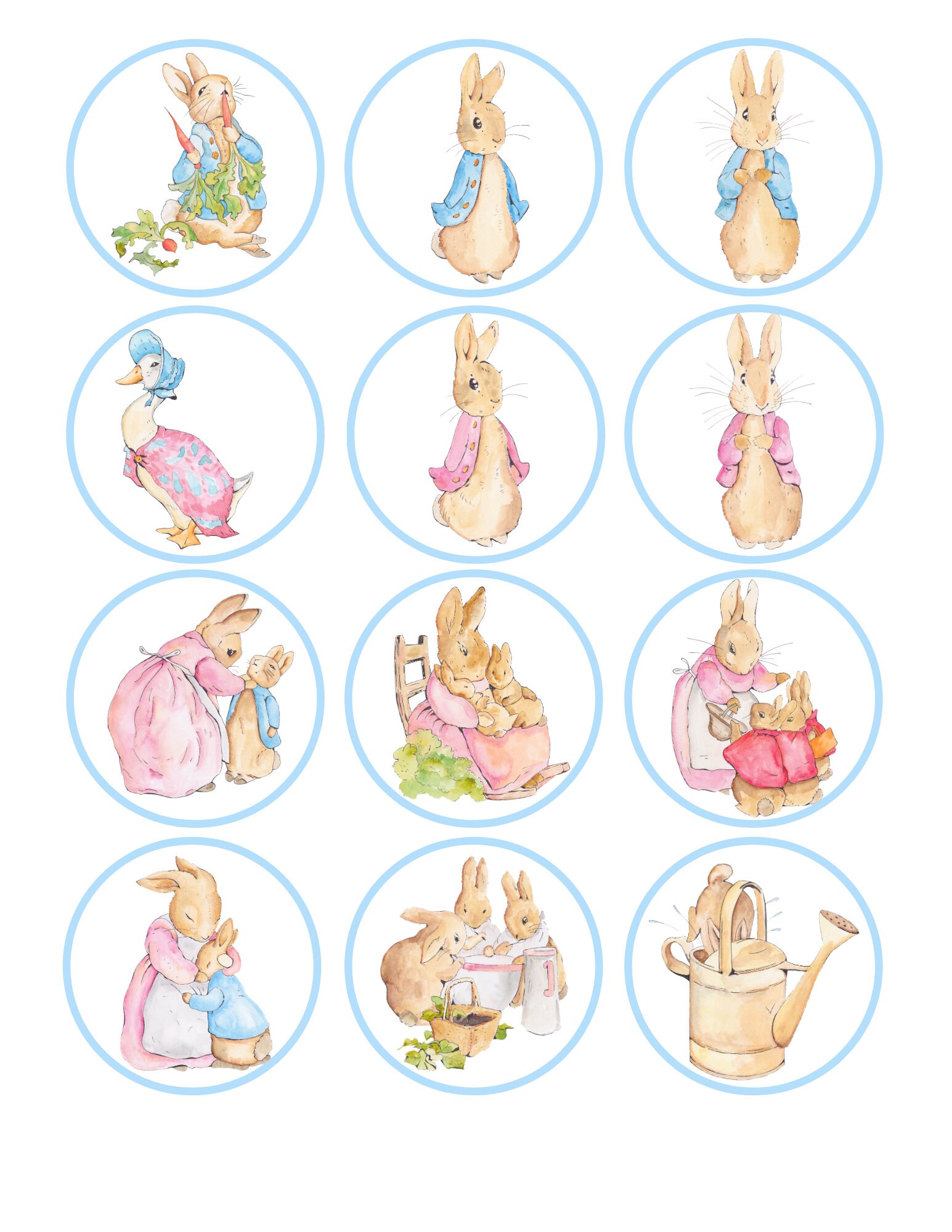 Instant Download Peter Rabbit Bunny Circle Cupcake Toppers or Stickers ...