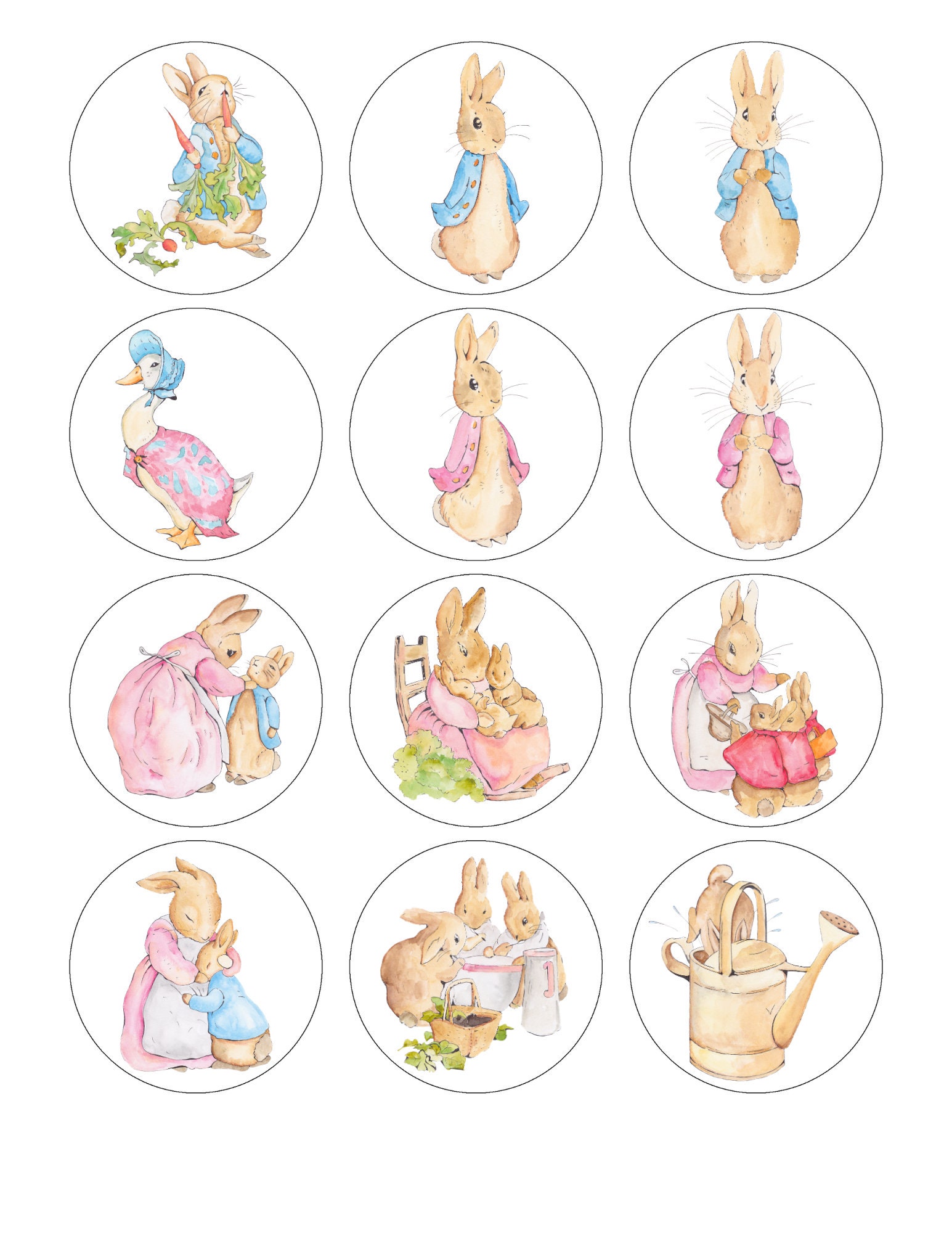Instant Download Peter Rabbit Bunny Circle Cupcake Toppers or Stickers ...