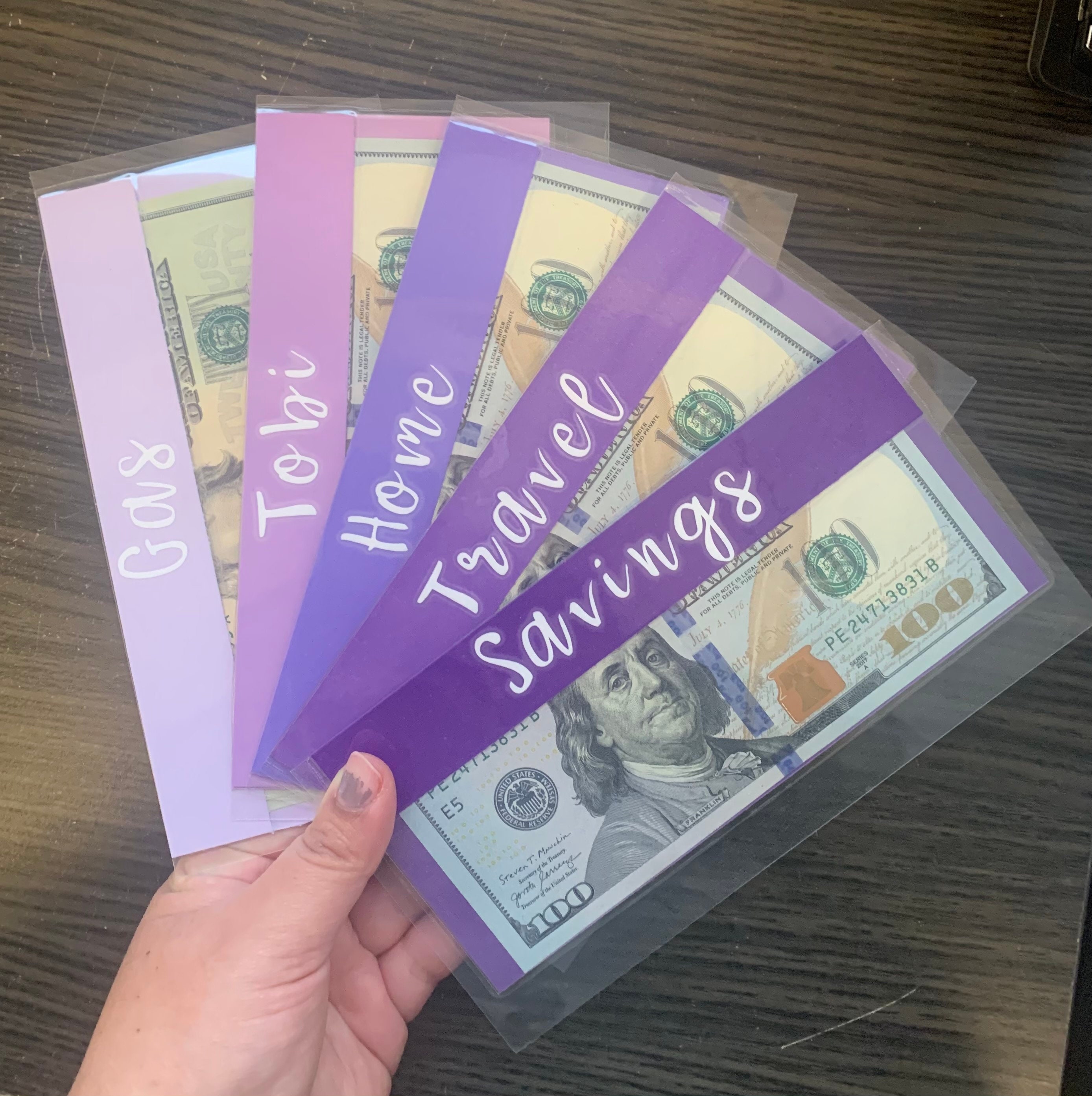 set-of-5-clear-laminated-cash-envelopes-purple-a6-set-etsy
