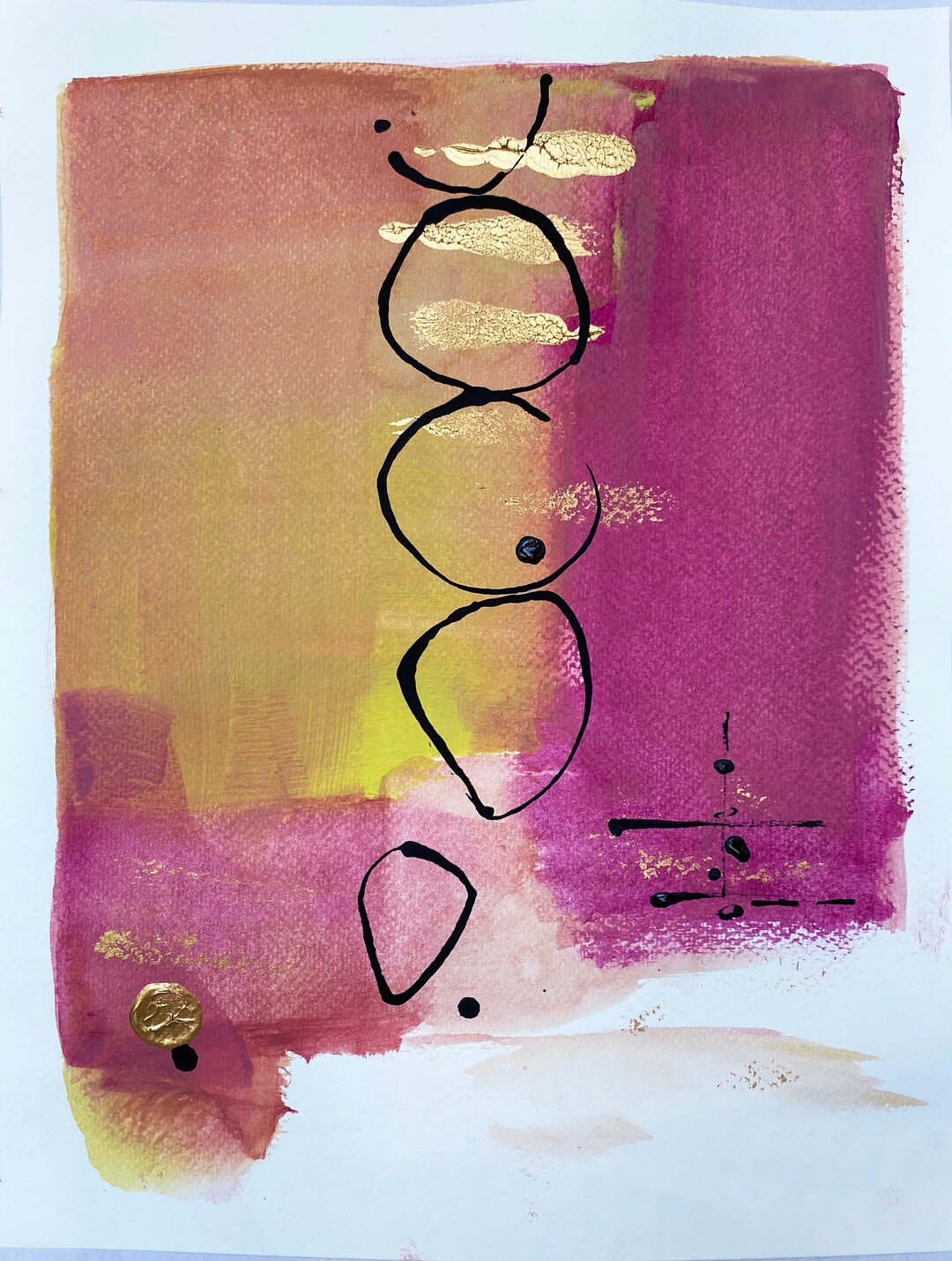 Gemma Artwork - Original Abstract Painting on Watercolor Paper - Etsy