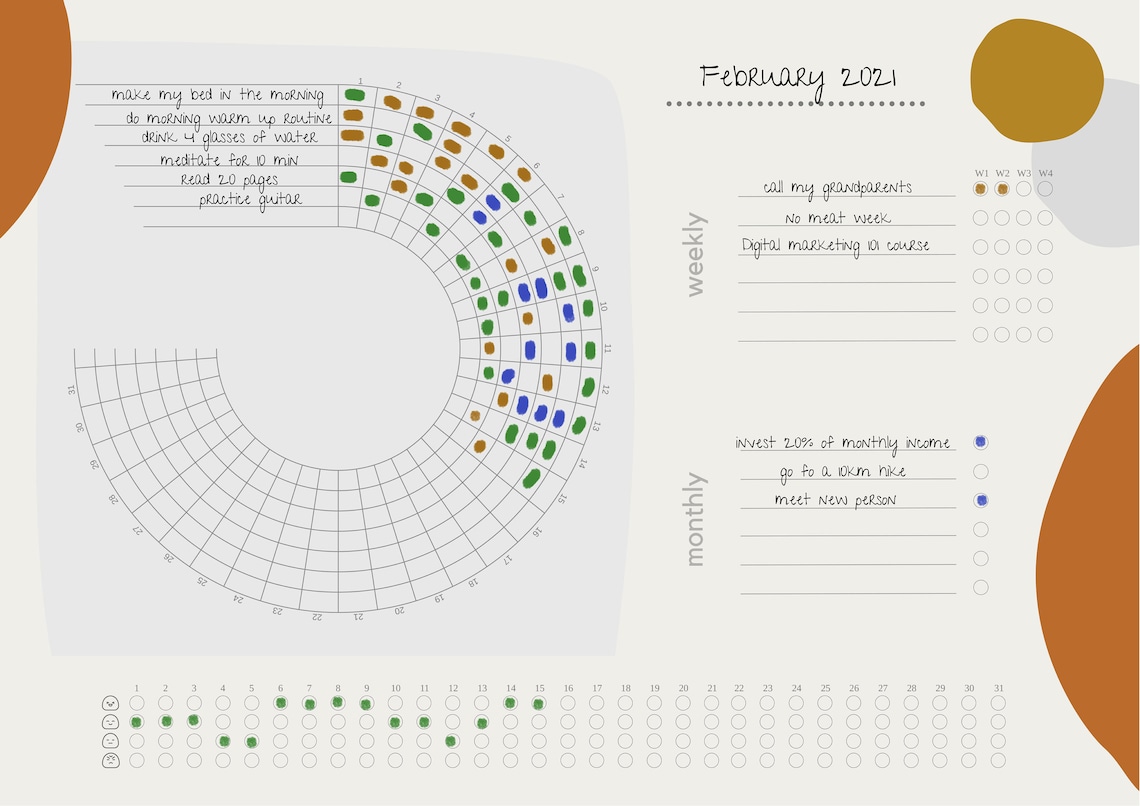 Daily Habit Tracker & Mood Tracker 12 Months - Etsy