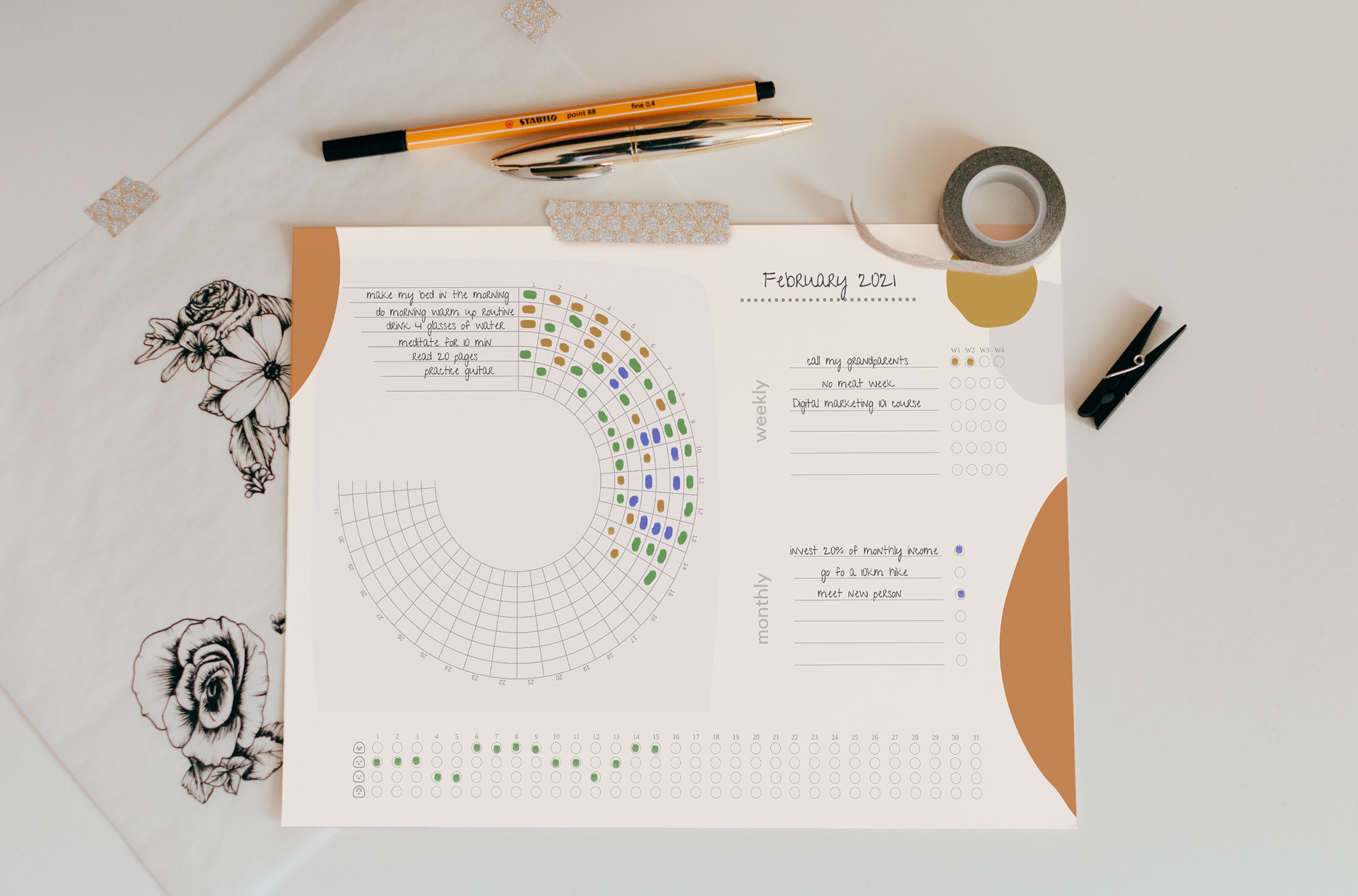 Daily Habit Tracker & Mood Tracker - 12 Months - Etsy