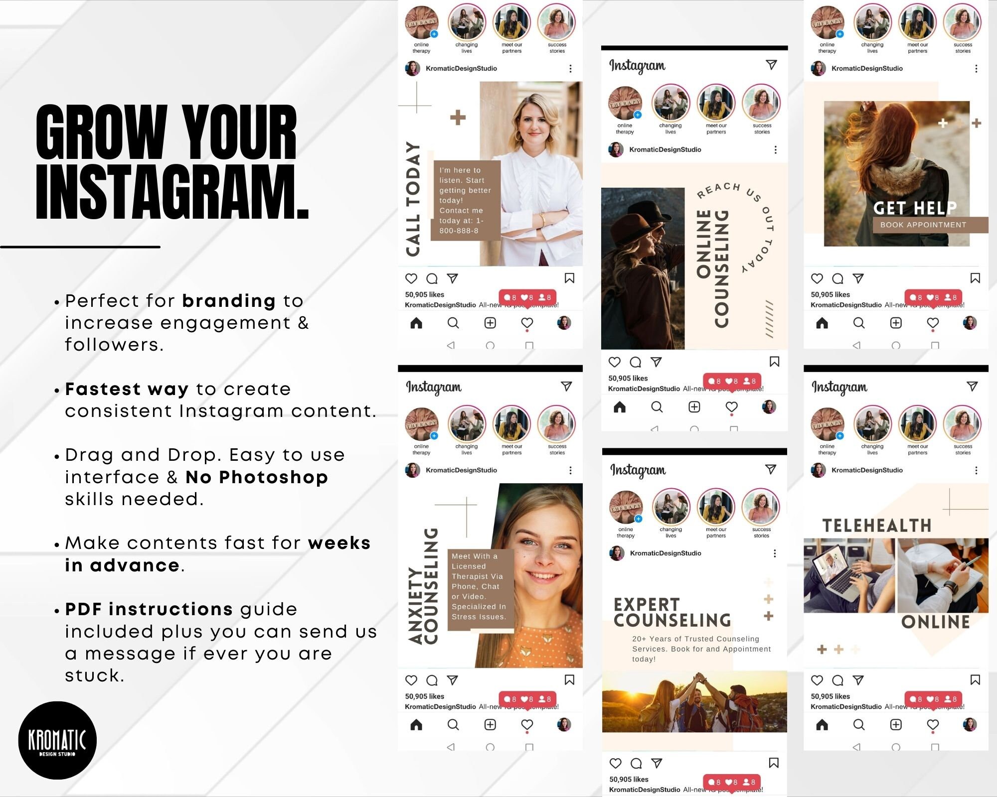 50 Instagram Post Template Canva, Therapist Instagram Template ...