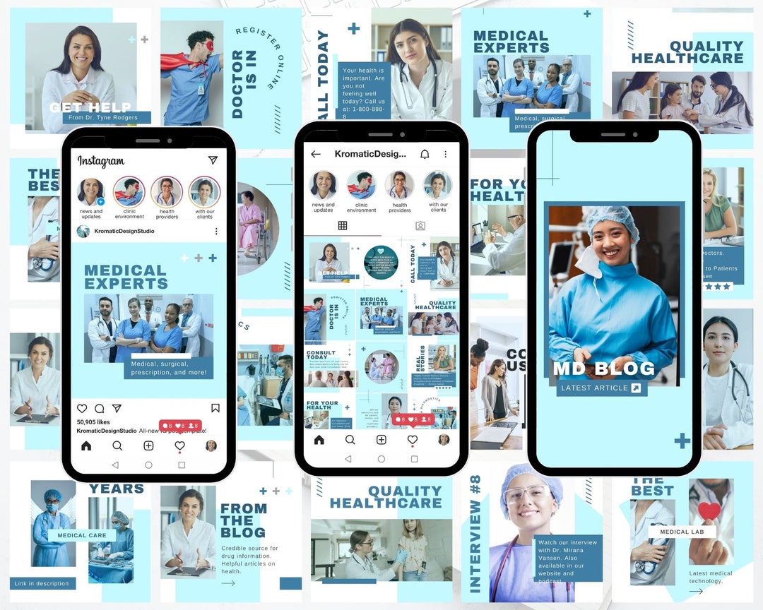 Medical Clinic Instagram Social Media Bundle, Post Story Puzzle ...