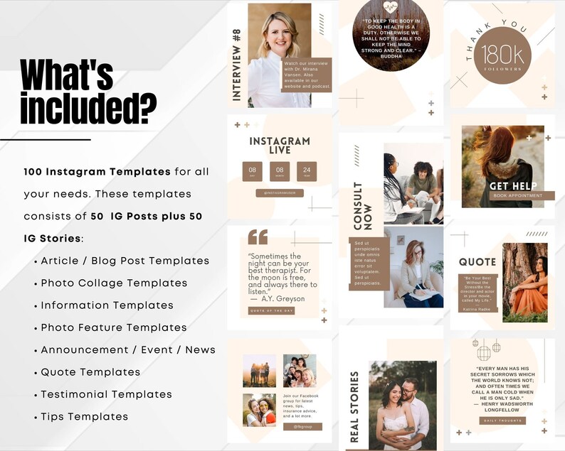 100 Therapist Instagram Template Canva, Post and Story IG Template ...