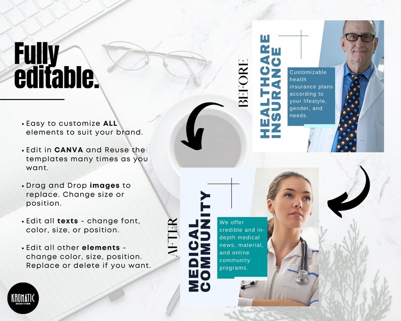 100 Medical Clinic Instagram Template Canva, Post and Story IG Template ...