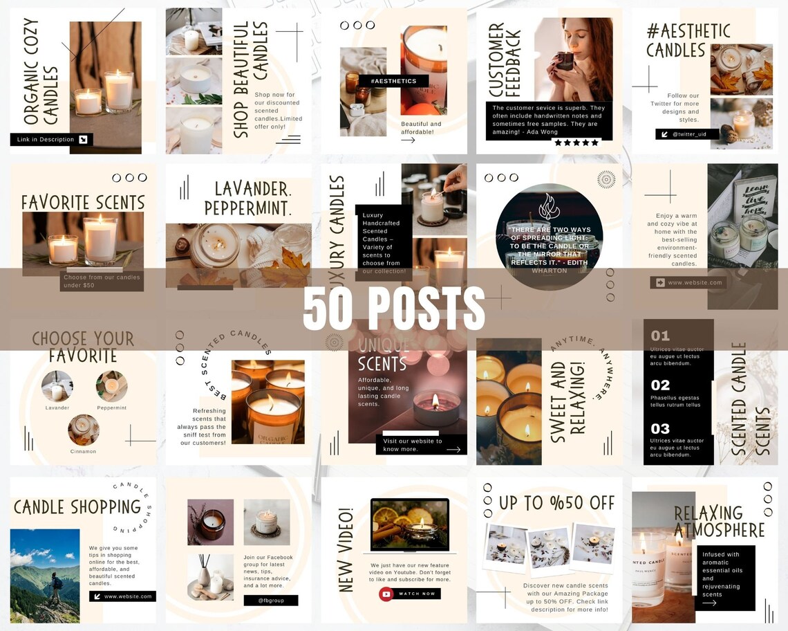 Candle Shop Social Media Bundle, Post Story Puzzle Highlight Cover ...