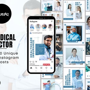 Medical Instagram Post Templates: Healthcare Theme for Canva (50 Posts ...