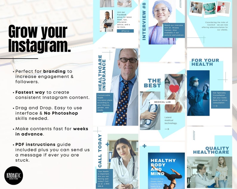 Medical Clinic Instagram Social Media Bundle, Post Story Puzzle ...