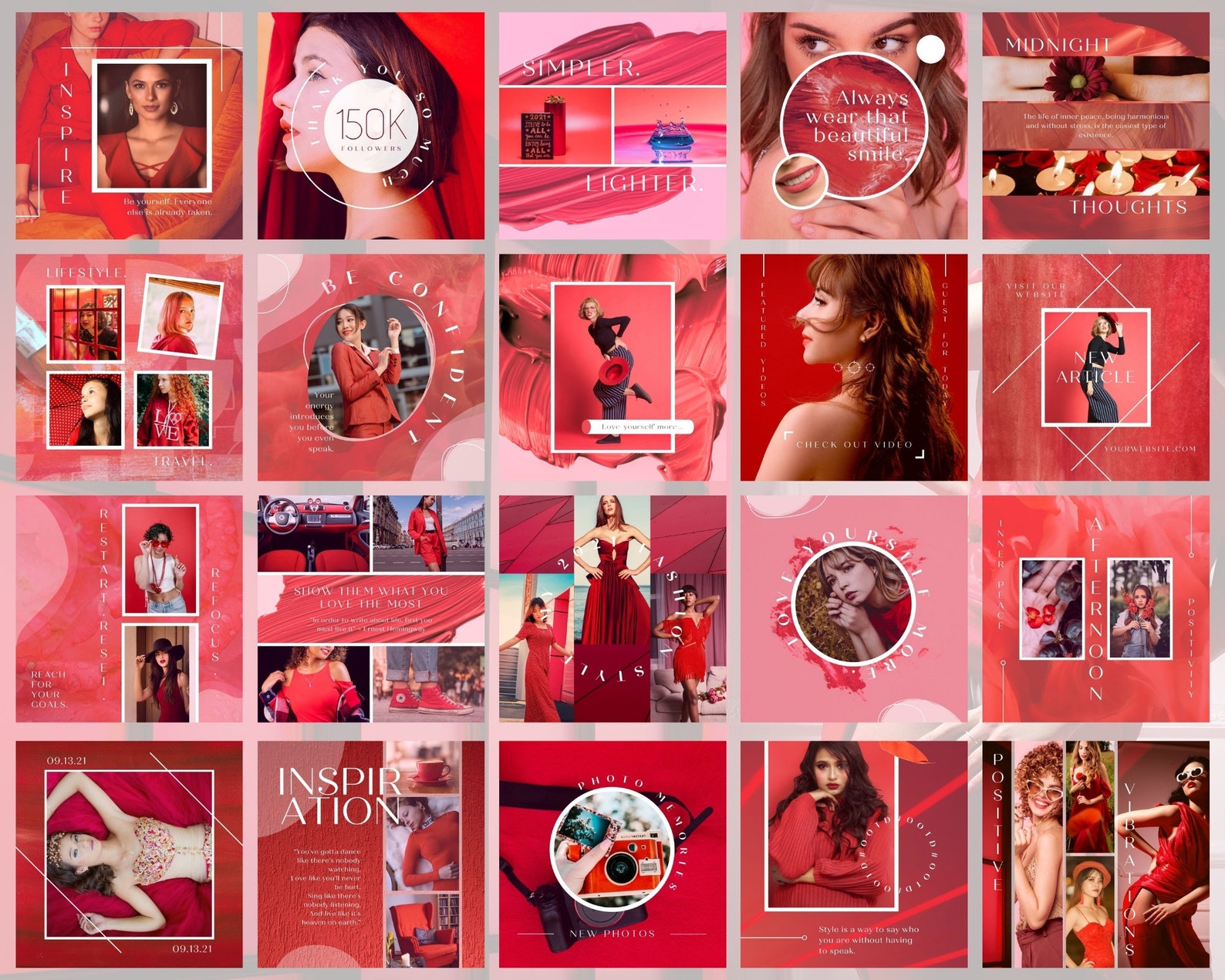 50 Red Instagram Post Templates for Canva Social Media Post - Etsy