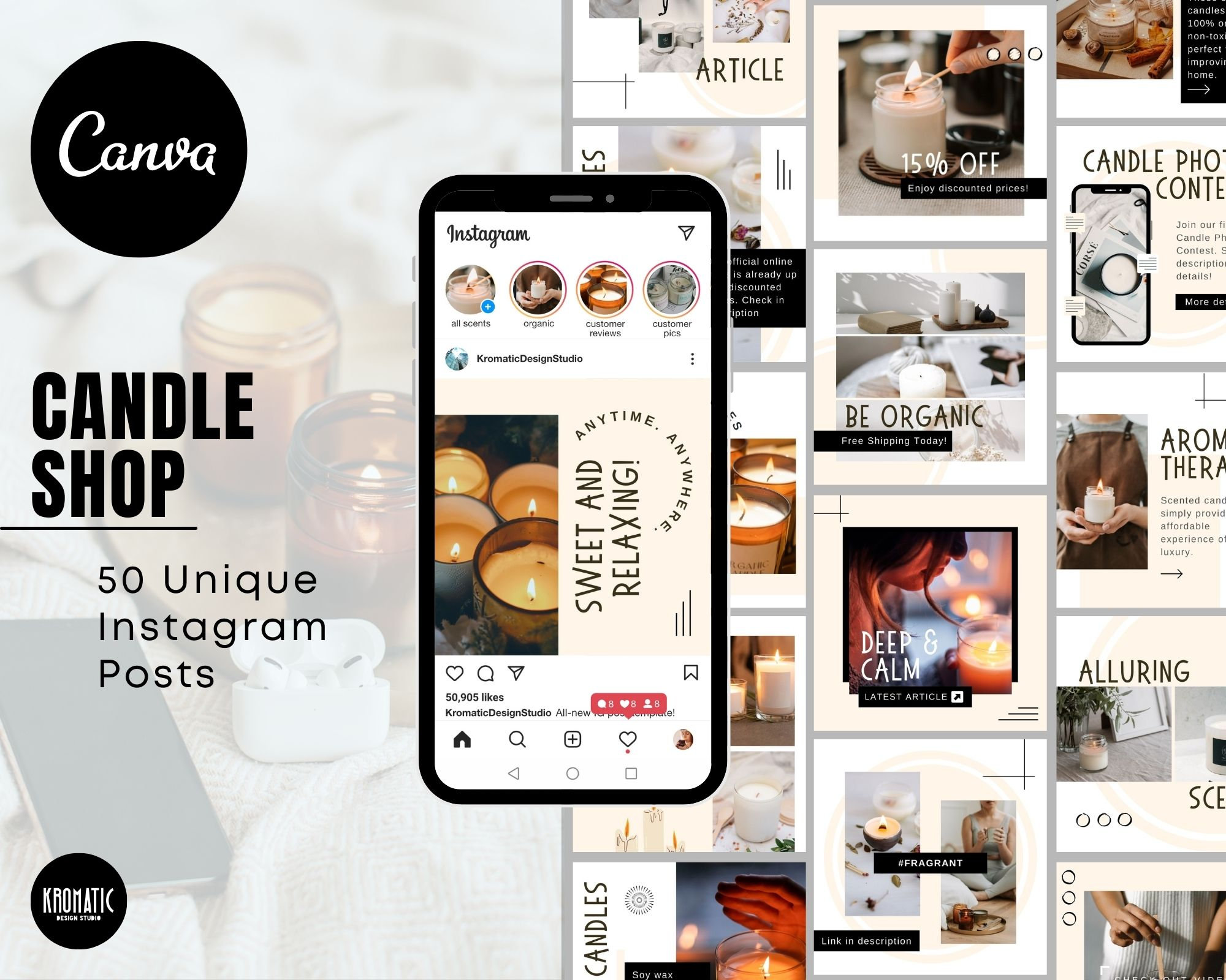 50 Candle Shop Instagram Post Template Canva, Candle Making Business ...