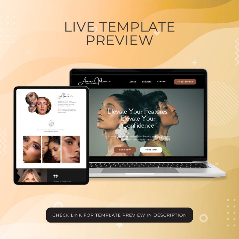 PMU Artist Website Template, Microblading Eyebrow Canva Website, Landing Page for Permanent ...