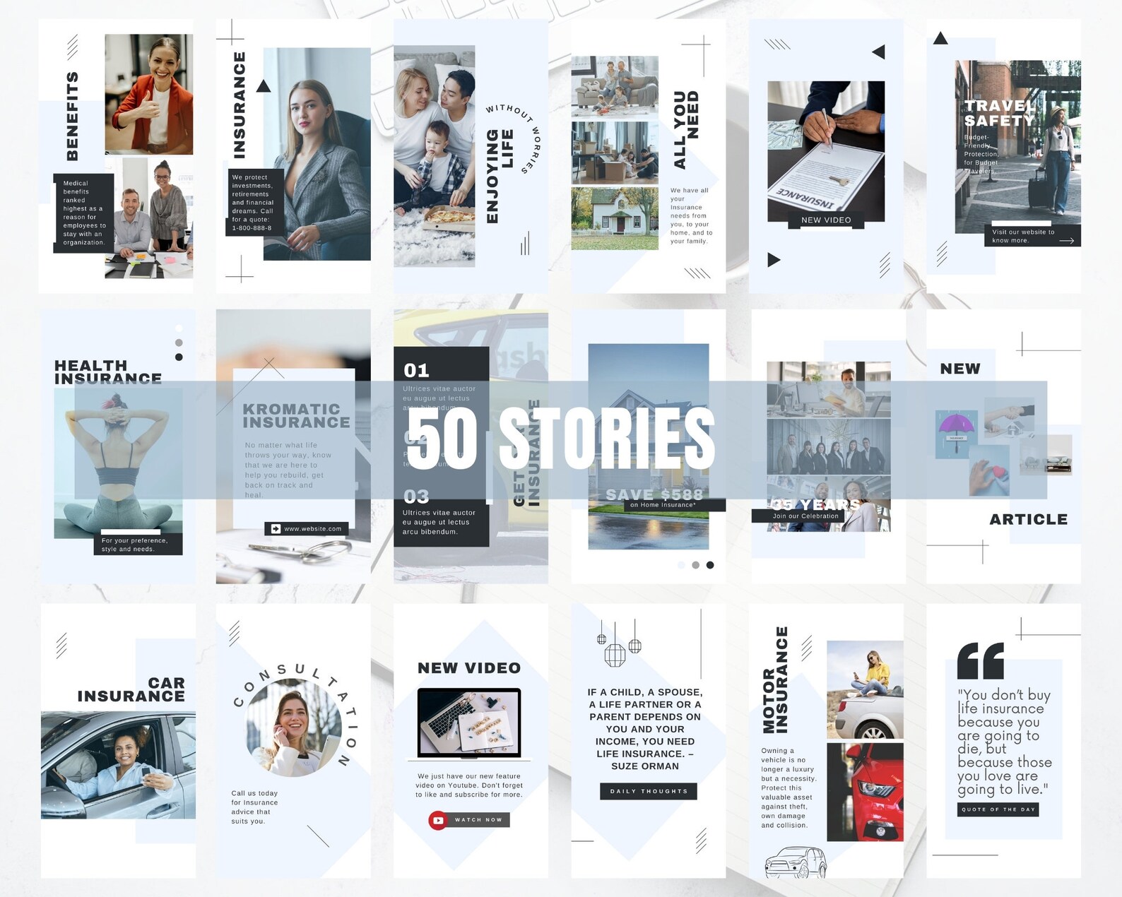 100 Insurance Agency Instagram Template Canva Post and Story - Etsy