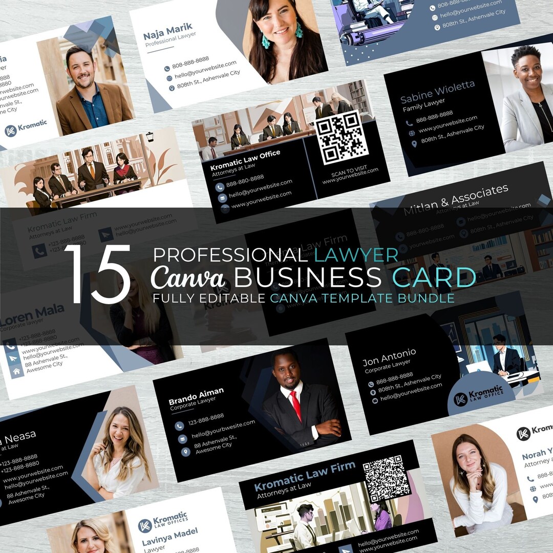 Lawyer Business Card Template, Canva Business Card Template, DIY ...