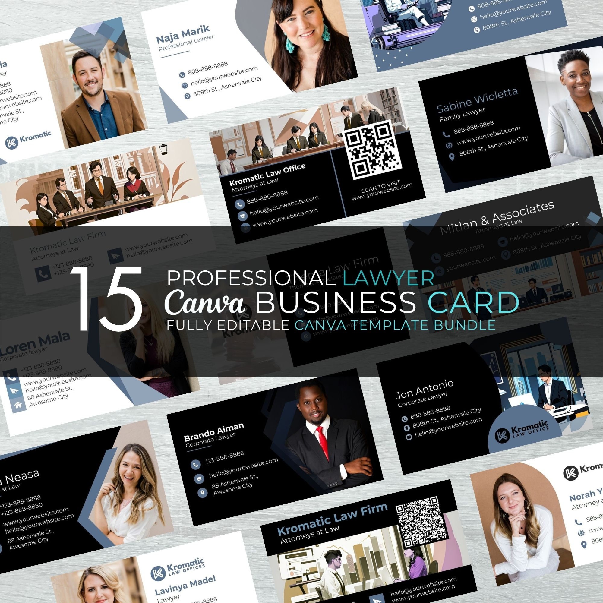 Lawyer Business Card Template, Canva Business Card Template, DIY ...