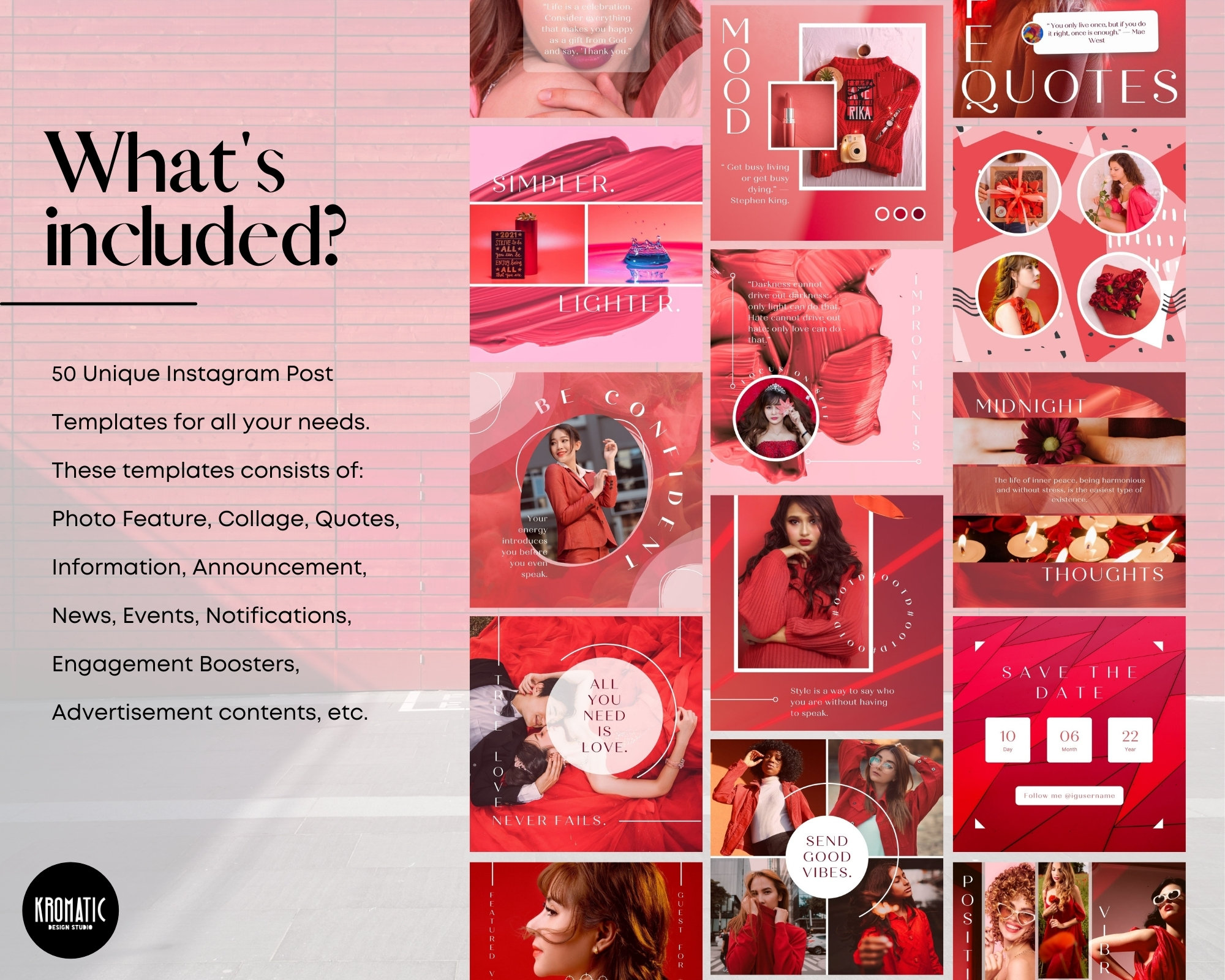 50 Red Instagram Post Templates for Canva Social Media Post - Etsy