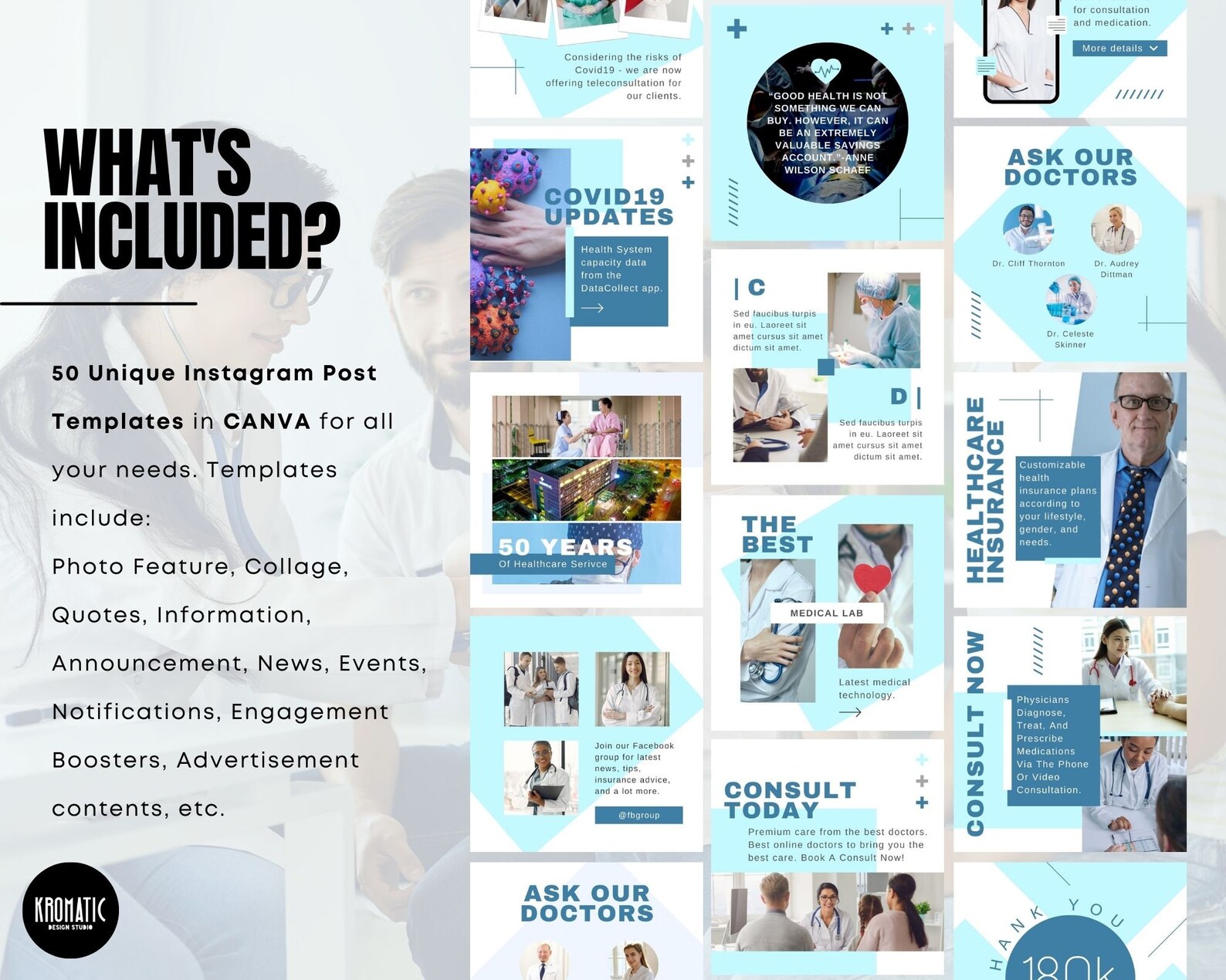 50 Instagram Post Template Canva, Medical Clinic Instagram Template ...
