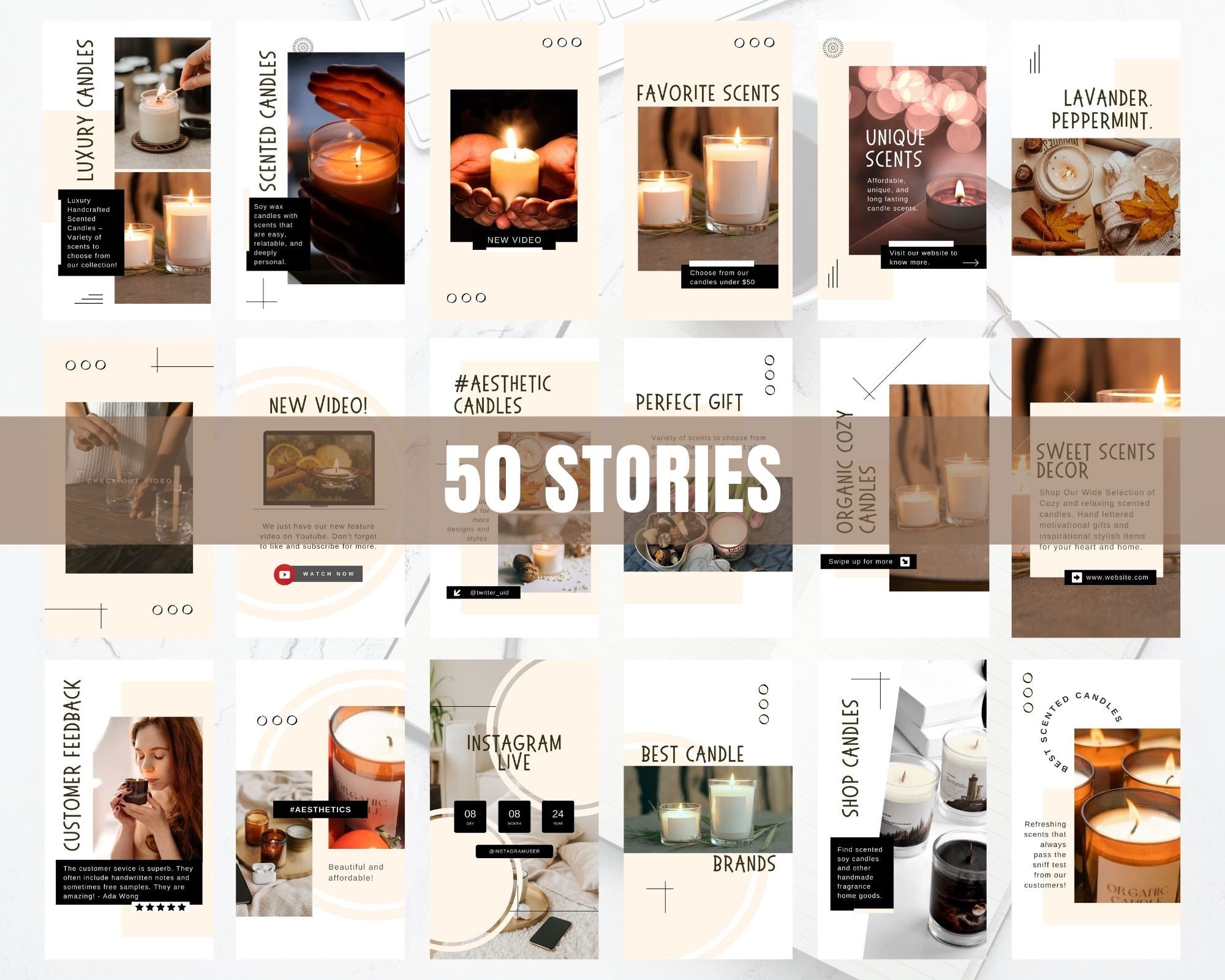 Candle Shop Social Media Bundle, Post Story Puzzle Highlight Cover ...