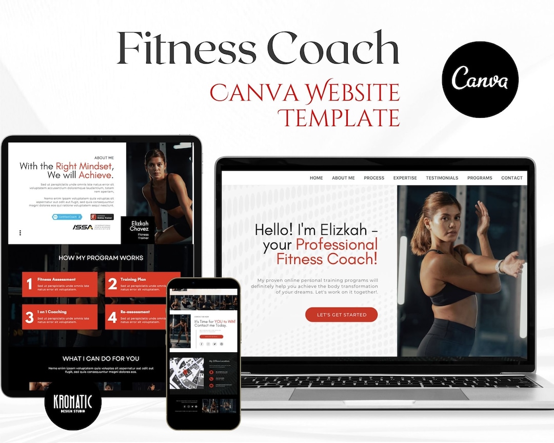 Fitness Coach Canva Website, Trainer Landing Page Design, Professional ...