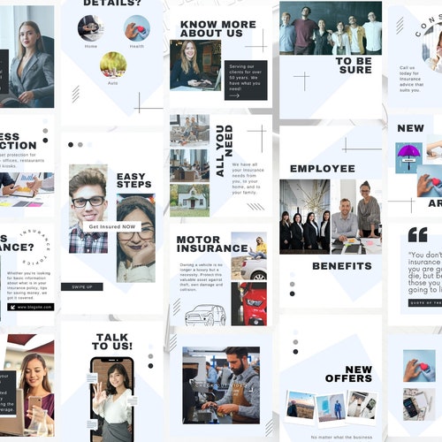 100 Insurance Agency Instagram Template Canva Post and Story - Etsy
