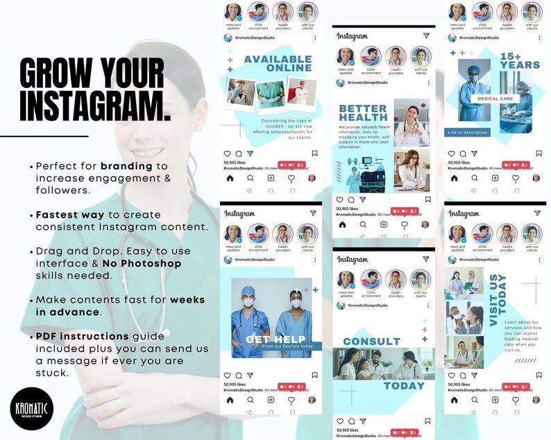 Medical Clinic Instagram Post Templates: Canva Theme (digital Download ...