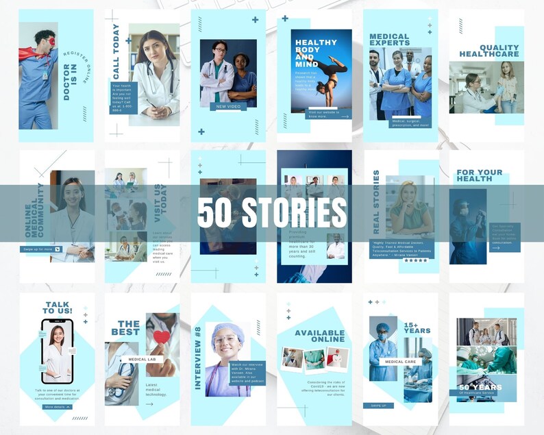 Medical Clinic Instagram Social Media Bundle, Post Story Puzzle ...