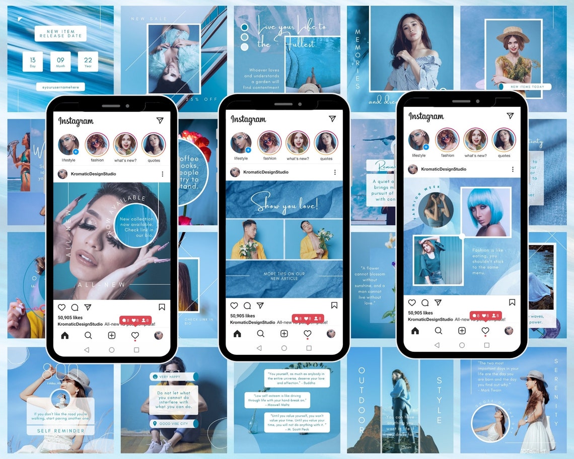 50 Blue Instagram Post Templates Canva, Woman Instagram Branding ...