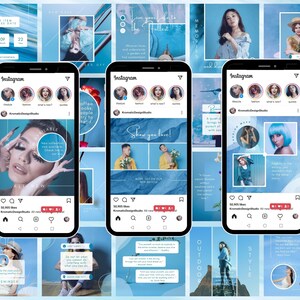 50 Blue Instagram Post Templates Canva, Woman Instagram Branding ...