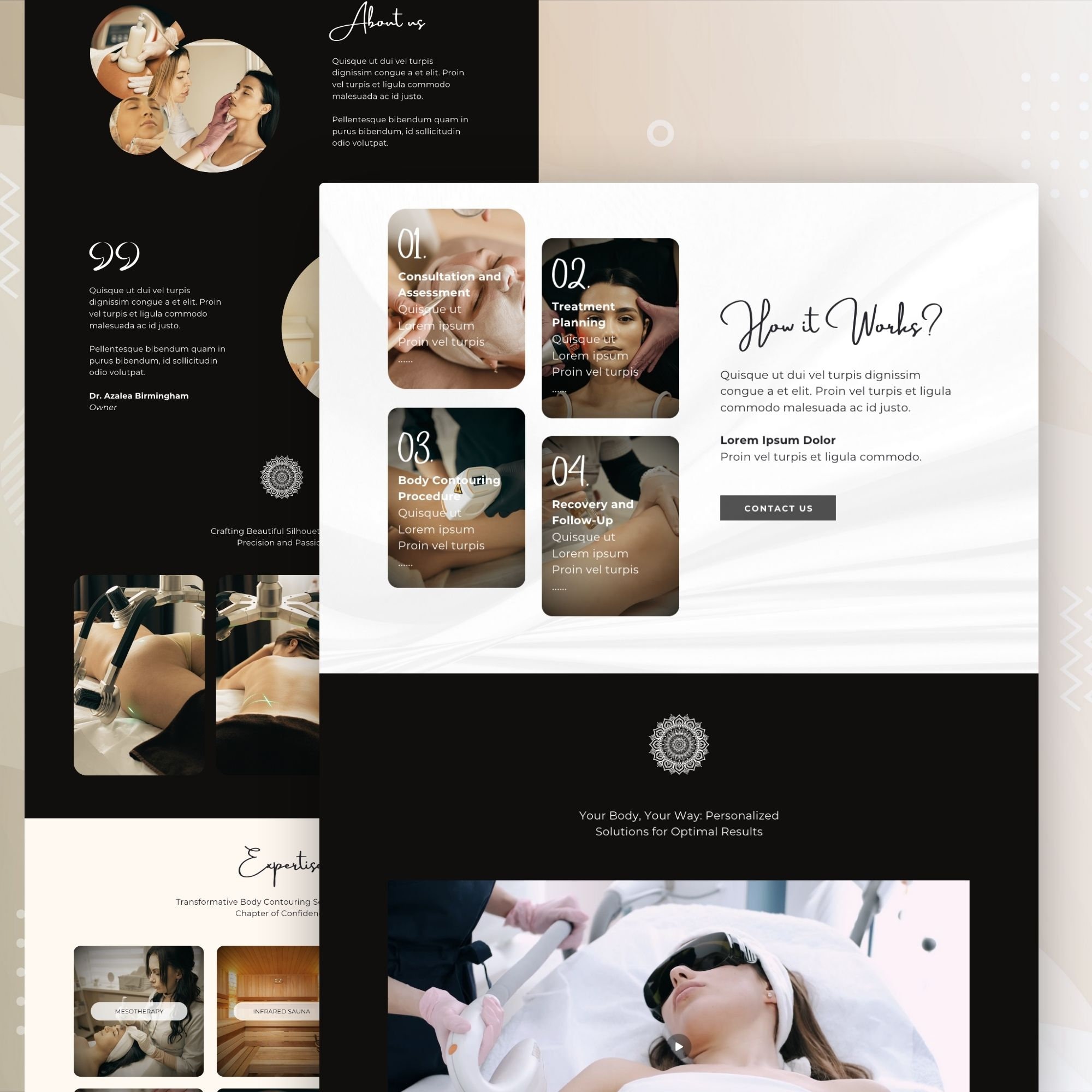 Body Contour Canva Website Template, Body Contouring Clinic Landing ...
