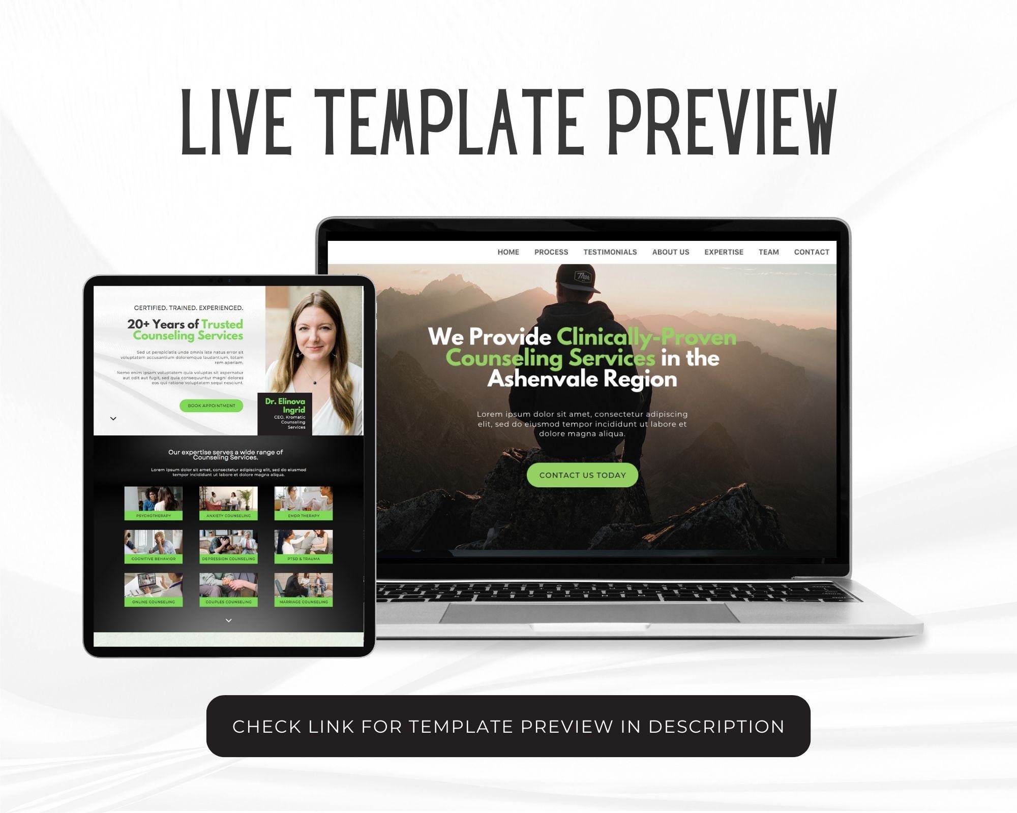 Counseling Canva Website Template, Therapist Landing Page Design ...