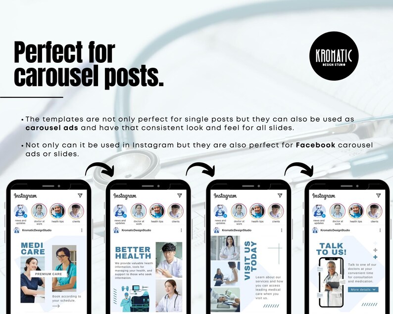 Medical Instagram Templates: Healthcare Canva Theme (100 Post & Story ...