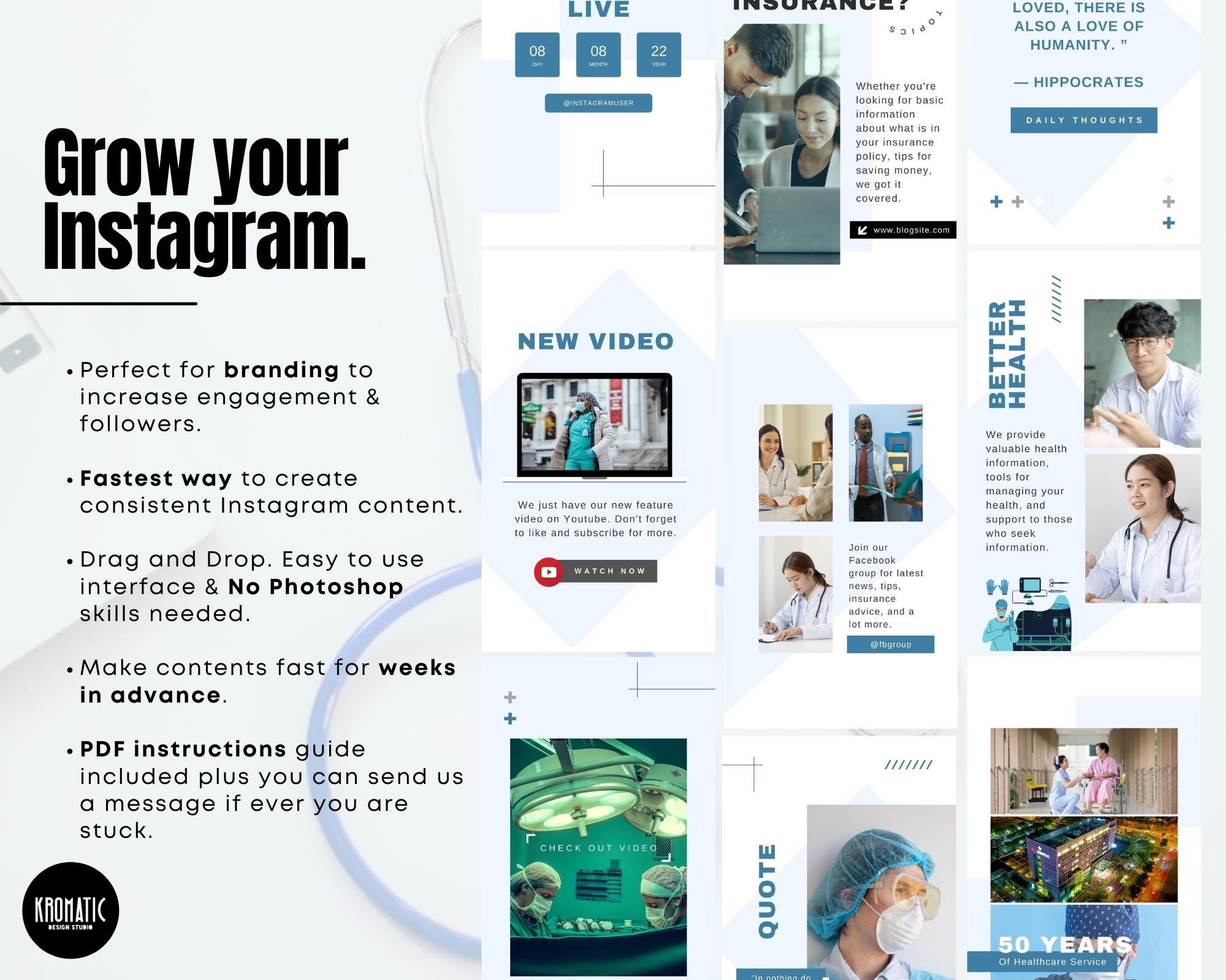 Medical Doctor Instagram Social Media Bundle, Post Story Puzzle ...