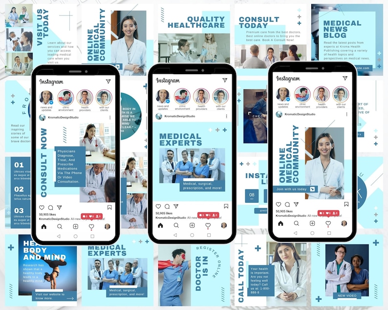 50 Instagram Post Template Canva, Medical Clinic Instagram Template ...