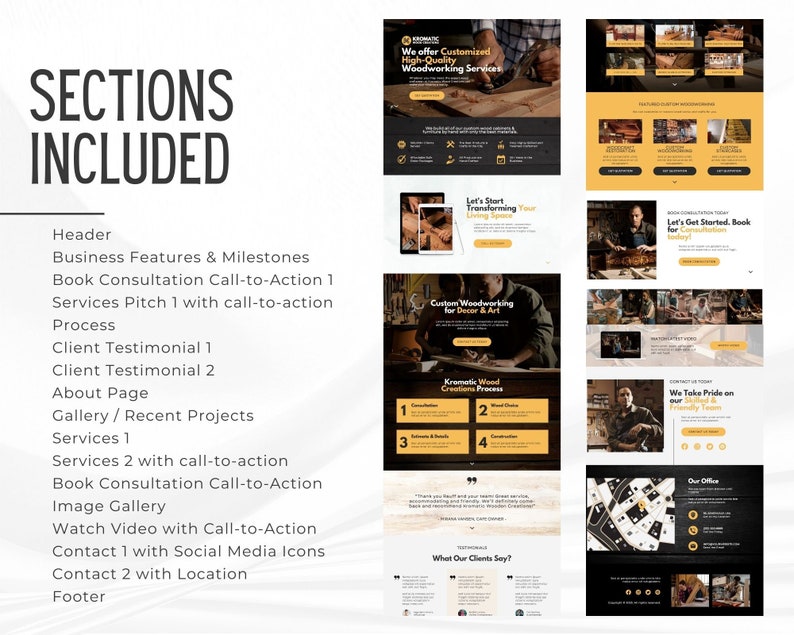 Woodworking Website Template: Wood Craftsmen Landing Page (canva) - Etsy