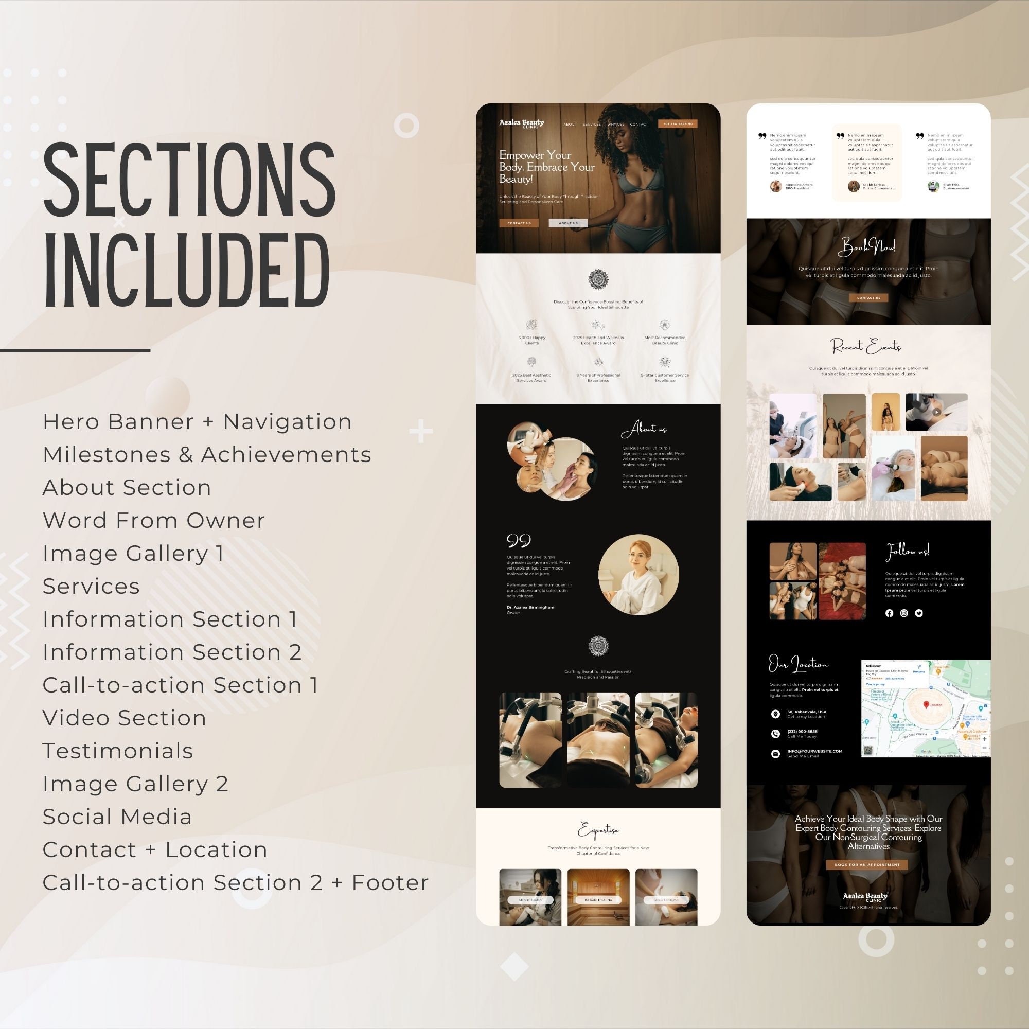 Body Contour Canva Website Template, Body Contouring Clinic Landing ...