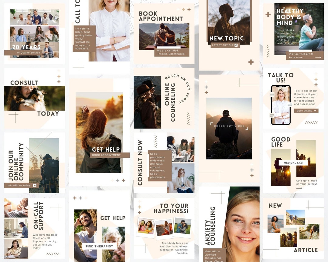 100 Therapist Instagram Template Canva, Post and Story IG Template ...