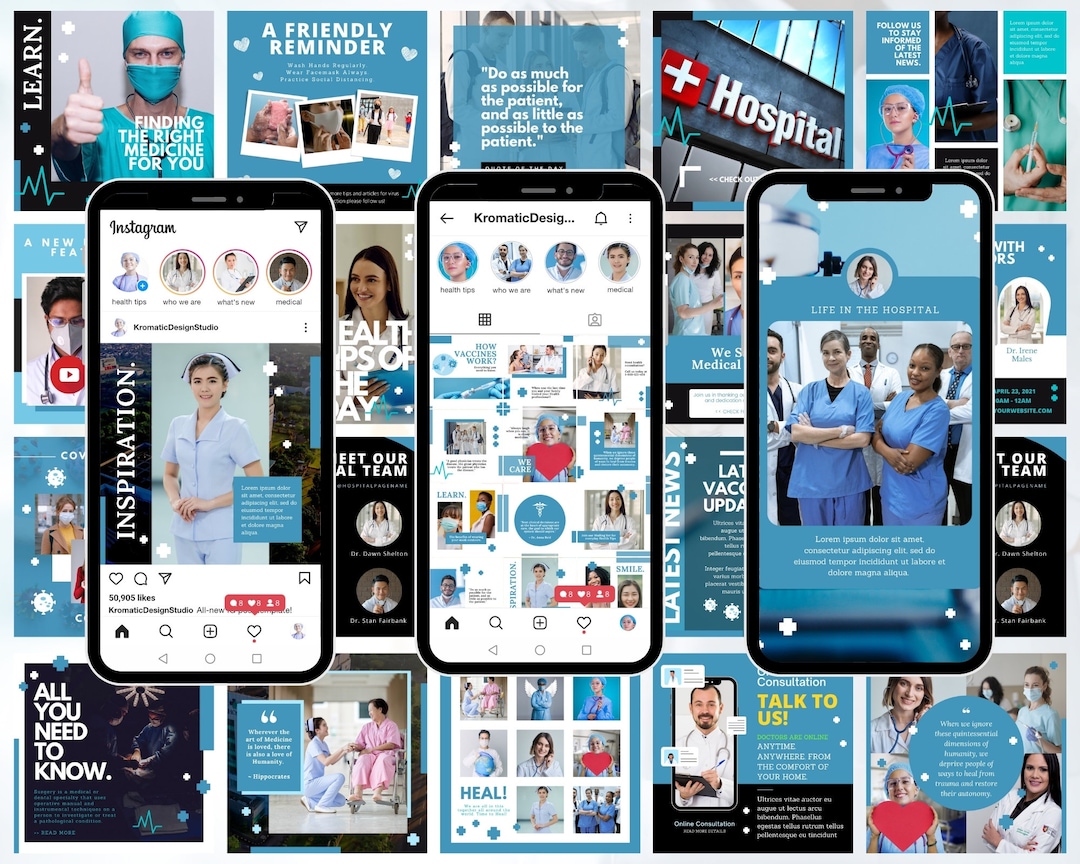 Medical Instagram Social Media Bundle, Healthcare Instagram Post Story ...