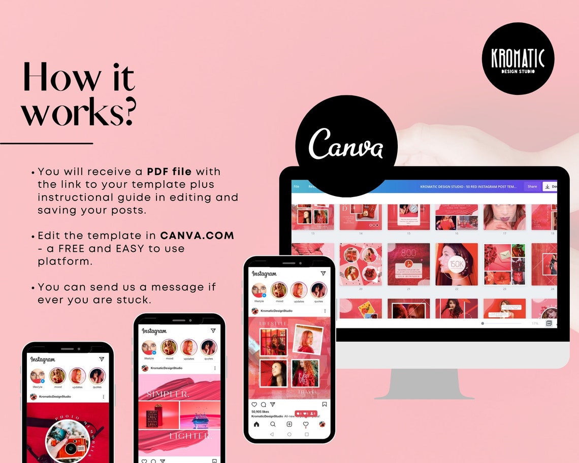 50 Red Instagram Post Templates for Canva Social Media Post - Etsy