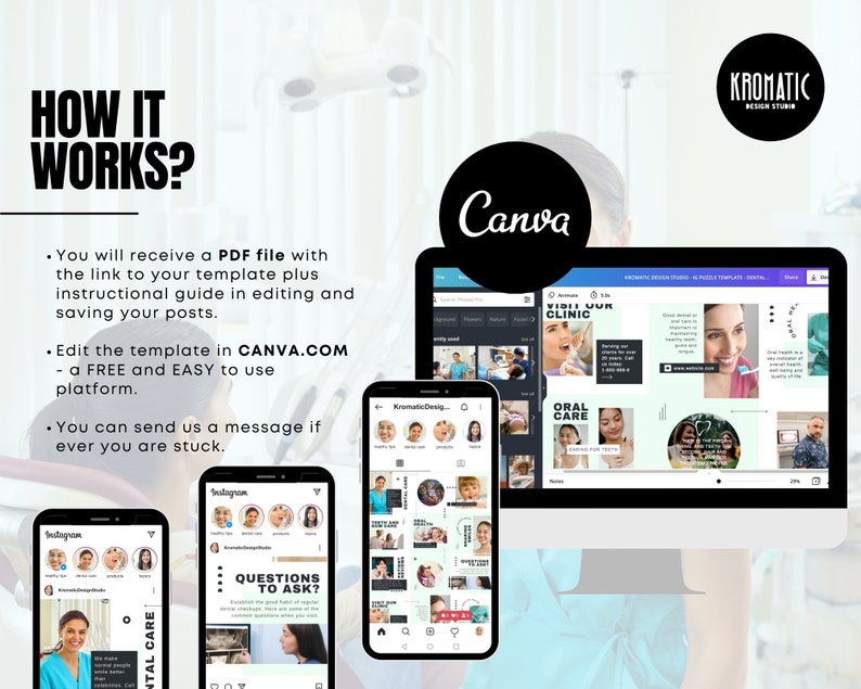 Dentist Instagram Puzzle Template, Dental Clinic Social Media Template ...