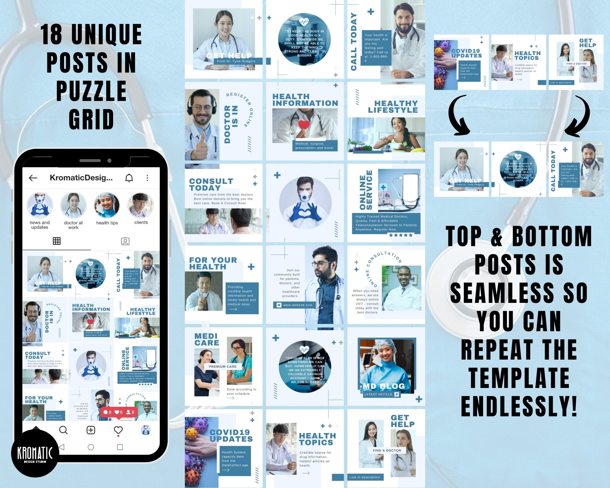 Medical Doctor Instagram Puzzle Template: Canva Healthcare Theme - Etsy